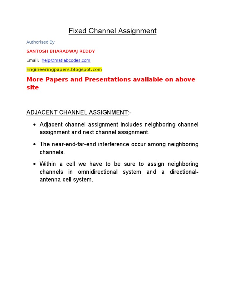 Fixed Channel Assignment | PDF | Cellular Network | Antenna (Radio)