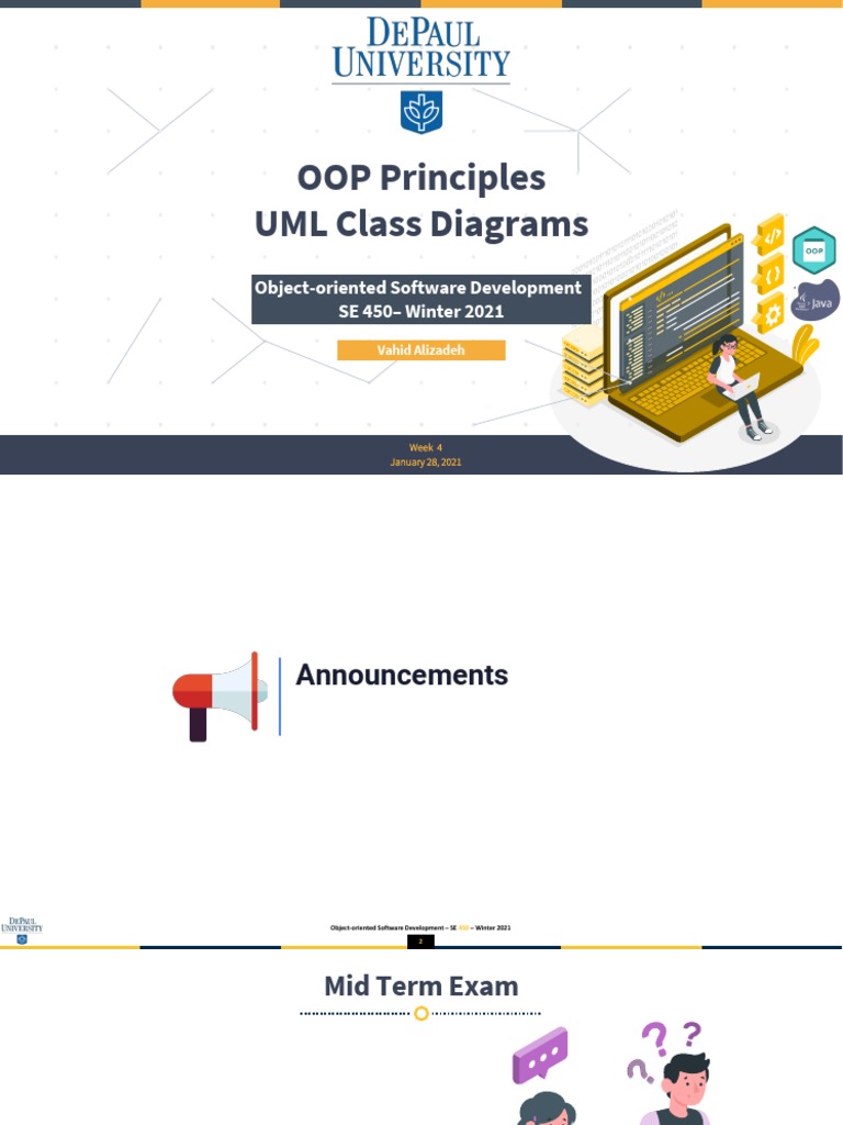 Oop Principles Uml Class Diagrams Object Oriented Software Development Se 450 Winter 2021
