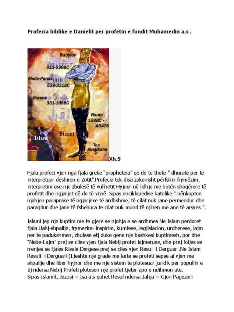 Profecia Biblike e Danielit Per Profetin e Fundit Muhamedin A.S | PDF