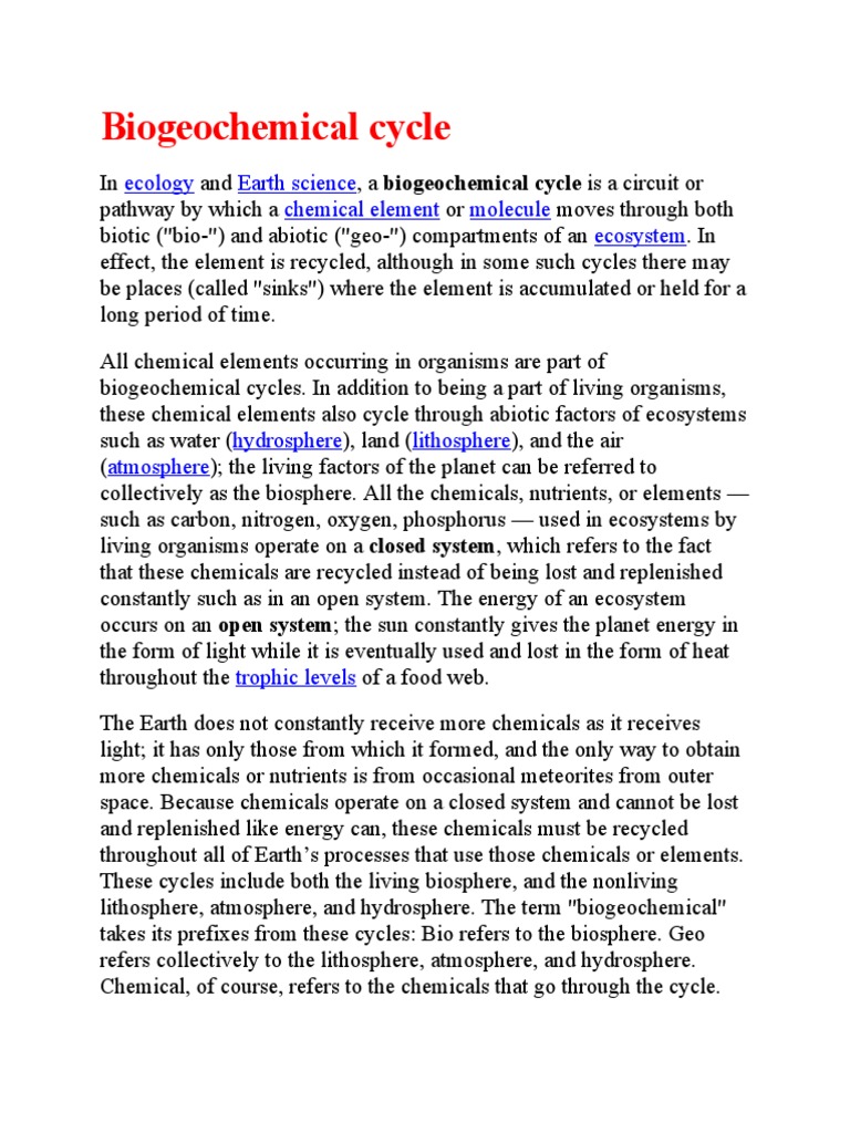 Biogeochemical Cycle: Ecology Earth Science Chemical Element Molecule ...