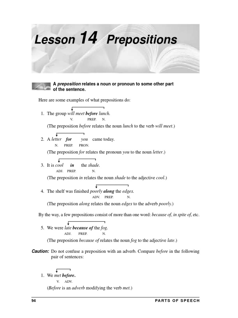 Prepositions Conjunctions Interjections | PDF | Adverb | Preposition And Postposition