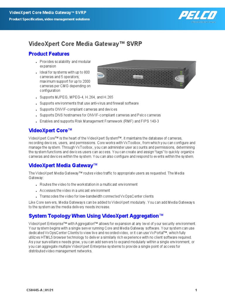 Videoxpert Core Media Gateway™ SVRP: Product Features | PDF | Usb ...