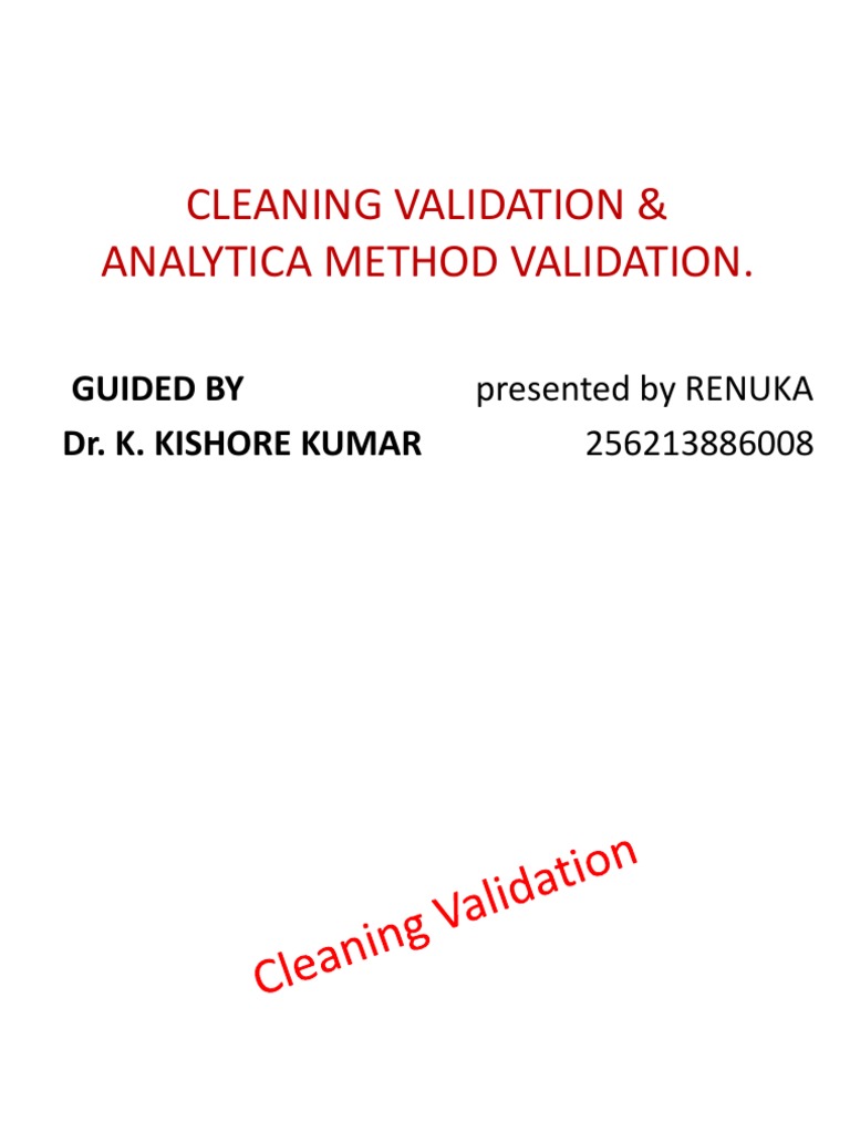 Cleaning Validation & Analytica Method Validation | PDF | Detection ...