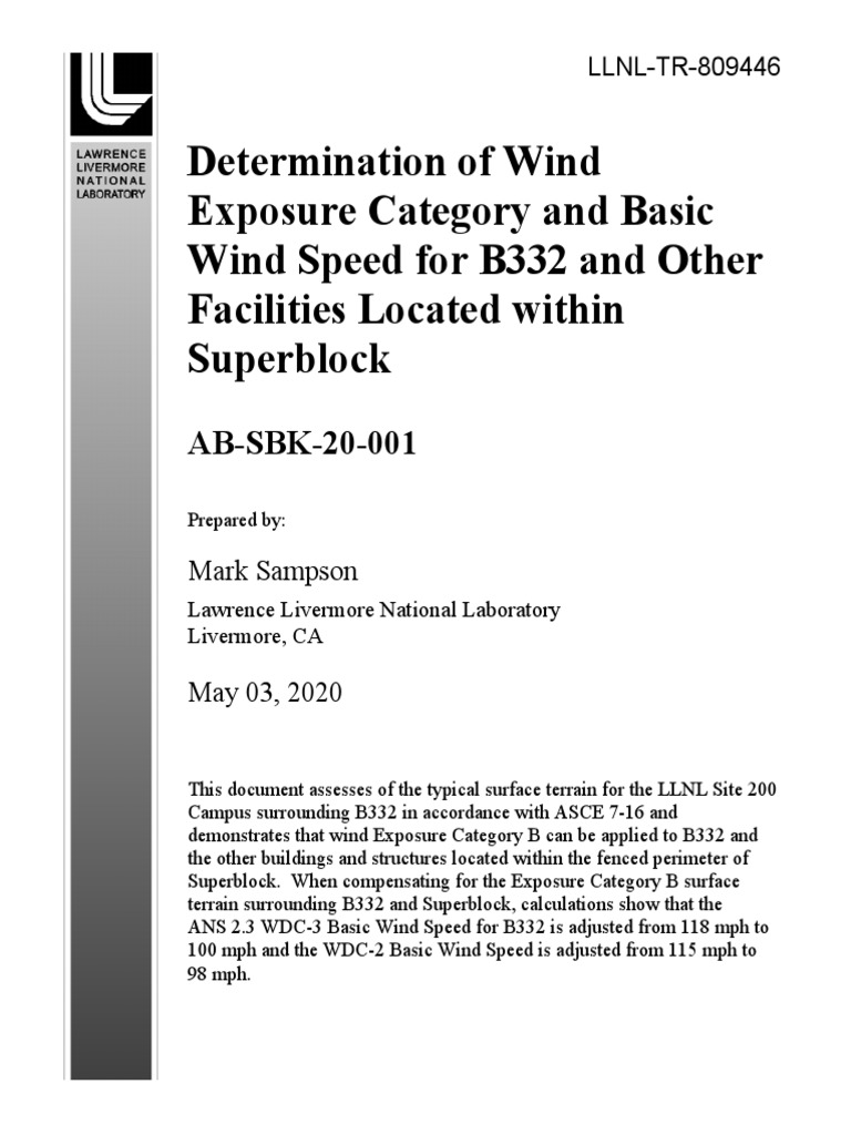 Determination of Wind Exposure Category and Basic Wind Speed For B332 ...