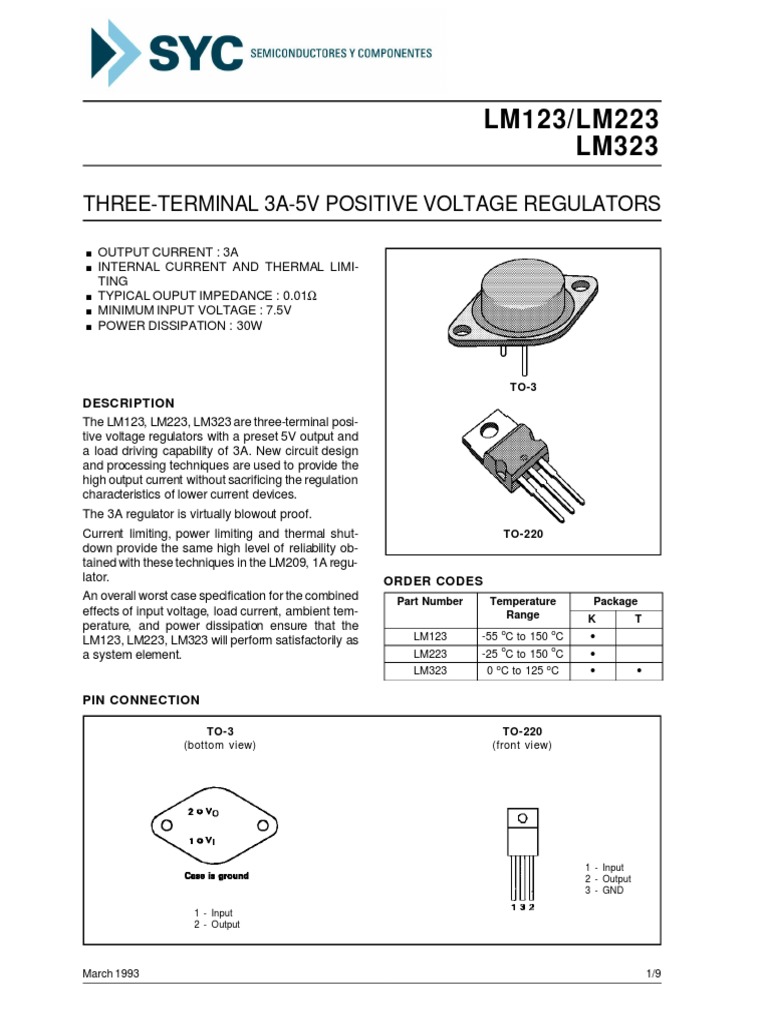 LM123/LM223 LM323: Three-Terminal 3A-5V Positive Voltage Regulators ...