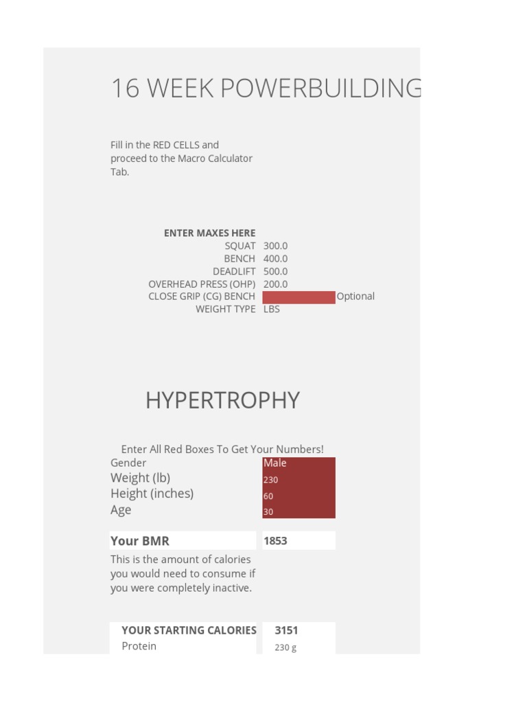 16 Week Powerbuilding | PDF | Athletic Sports | Management Of Obesity