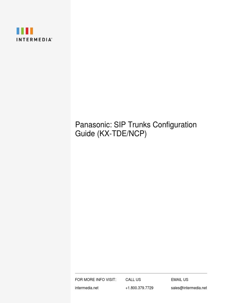 Panasonic - TDE - NCP - SIP Trunking Configuration Guide - FINAL ... Panasonic - TDE - NCP - SIP Trunking Configuration Guide - FINAL ...