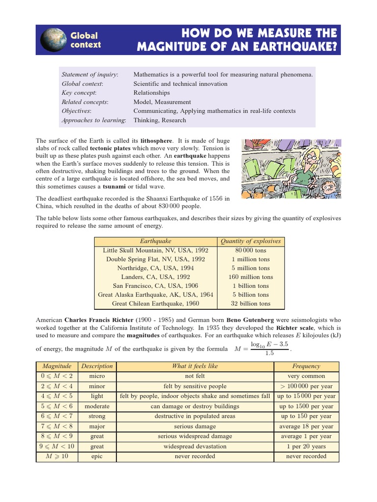 Math 10 Extended Earthquake Investigation Criteria C and D | PDF ...