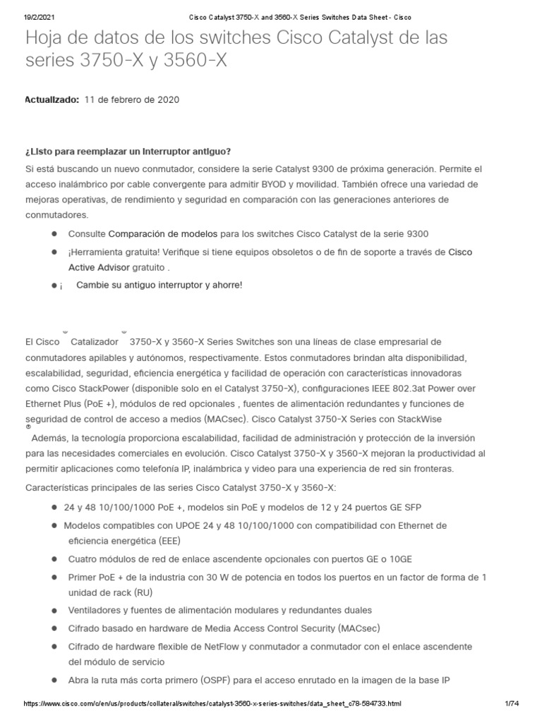 Cisco Catalyst 3750-X and 3560-X Series Switches Data Sheet - Cisco ...