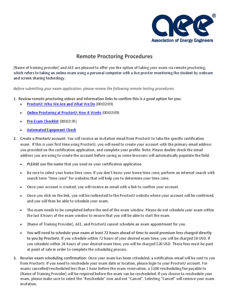 ProctorU Guidelines For International Partners - Instructions For ...
