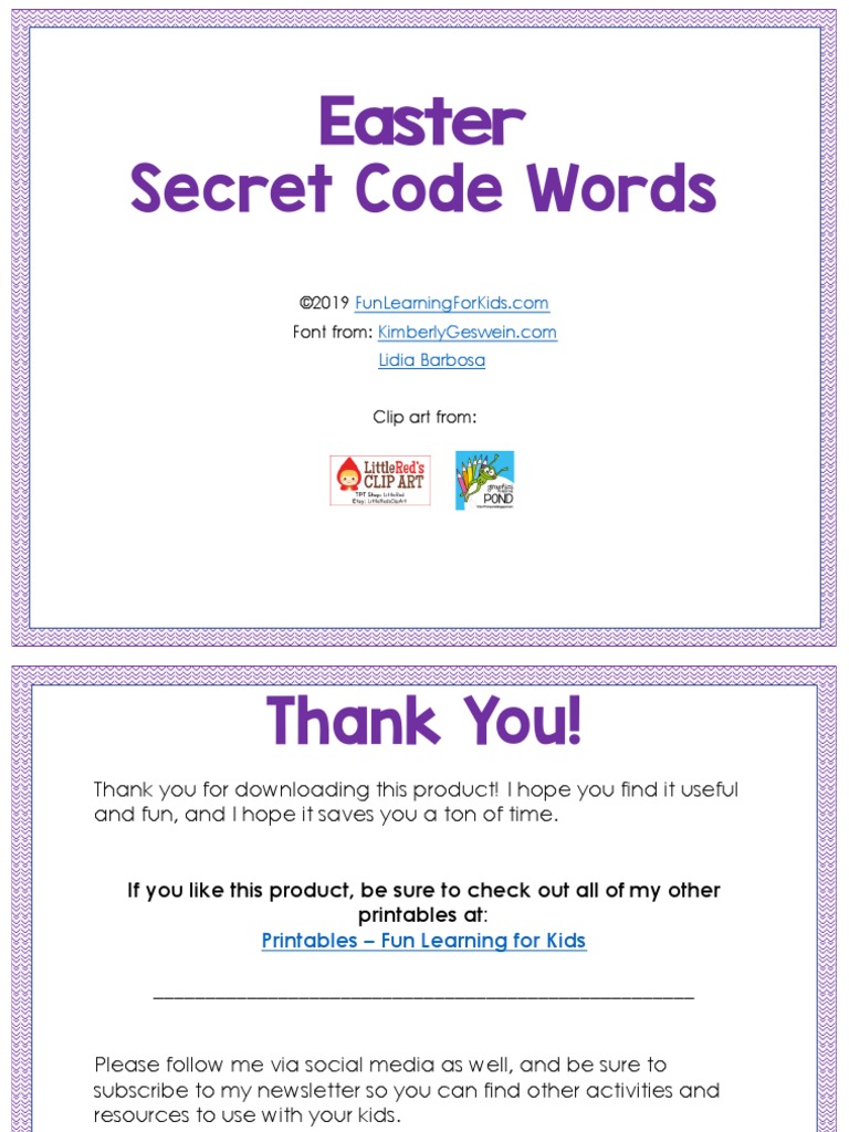 Easter Secret Code Word Cards | PDF | Computer File | Information Age