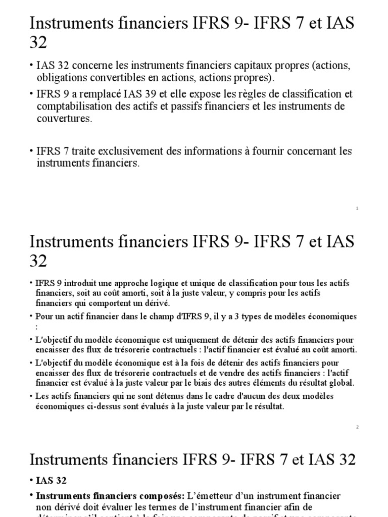 Instruments Financiers IFRS 9 - IFRS 7 Et IAS 32 | PDF | Normes ...