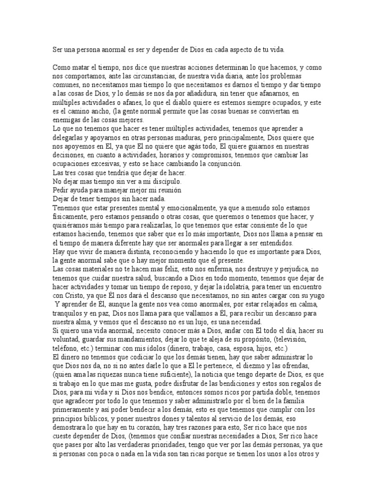 Ser Una Persona Anormal Es Ser y Depender de Dios en Cada Aspecto de Tu ...