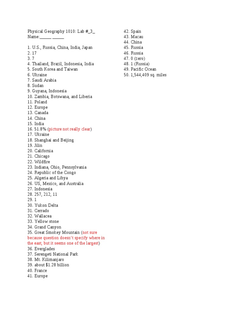 Physical Geography Lab 3 Overview | PDF