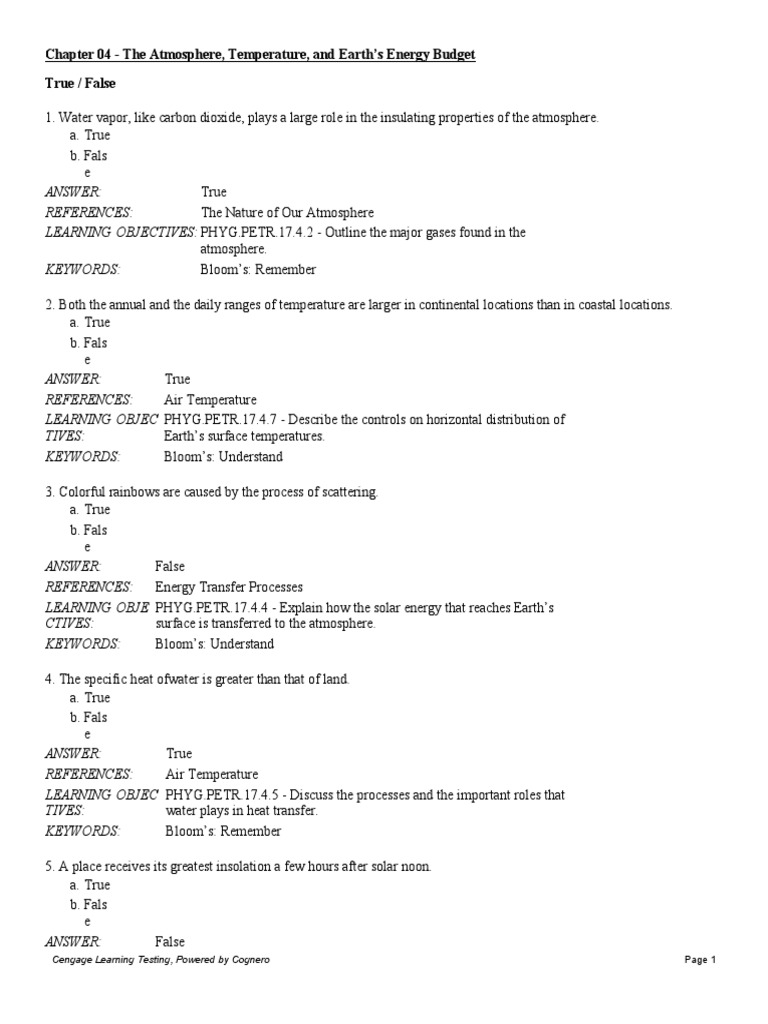 Answer: References: Learning Objectives: Keywords | PDF | Atmosphere Of ...