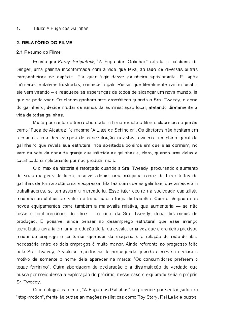 A Fuga Das Galinhas 2 | PDF | Animação | Liderança