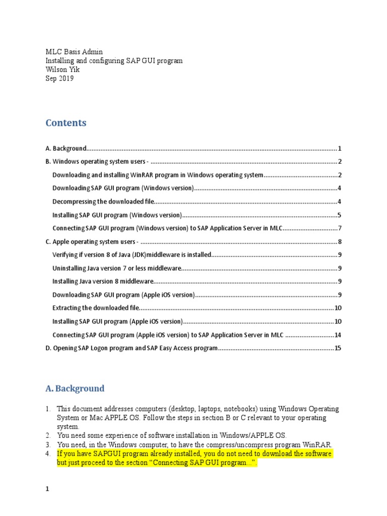 SAP GUI Installation Guide for Windows & Mac | PDF | Operating System ...