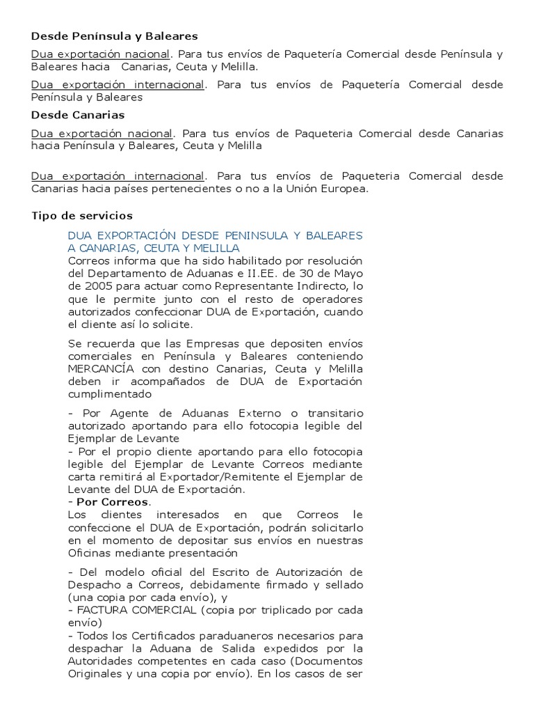 DUA de Exportación | PDF | aduana | Exportaciones