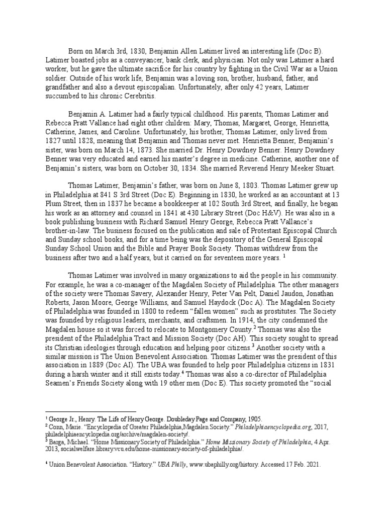Benjamin A. Latimer Biography | PDF | Union Army | Confederate States ...