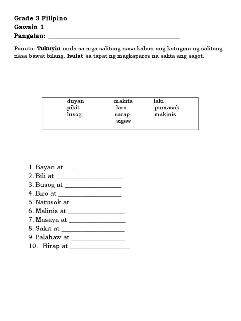 Grade 3 Filipino | PDF