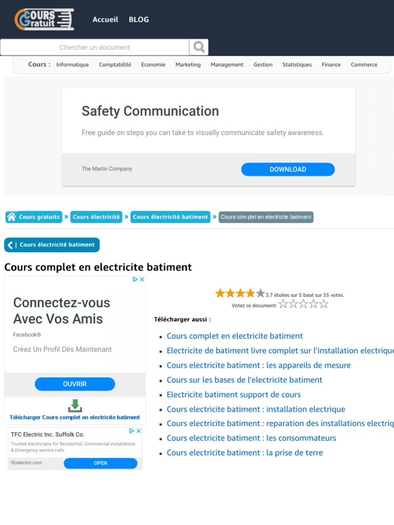 (PDF) Cours Complet en Electricite Batiment - Cours Electricite | PDF | Interrupteur | Fusible ...