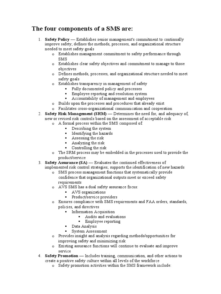 The Four Components of A SMS Are | PDF | Risk | Risk Management