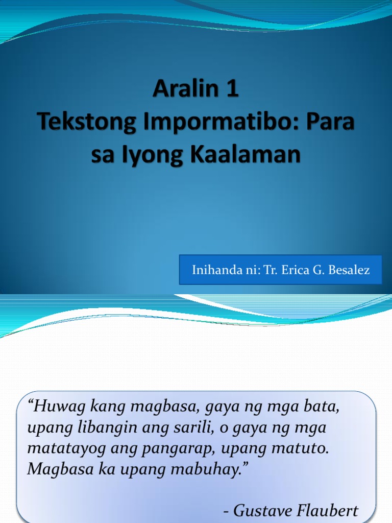 Aralin 1 Tekstong Impormatibo | PDF