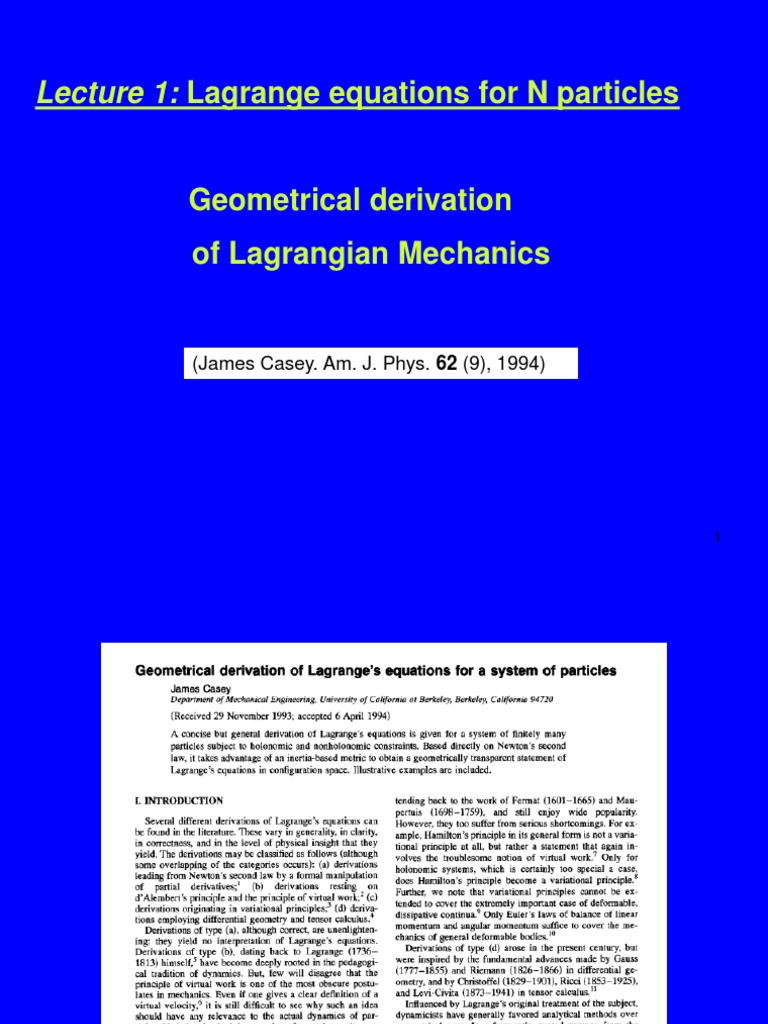 Lagrange Equations For N Particles | PDF | Lagrangian Mechanics | Vector Space