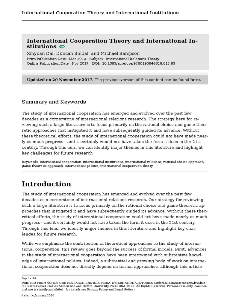 Xinyuan Dai, Duncan Snidal, and Michael Sampson - International ...