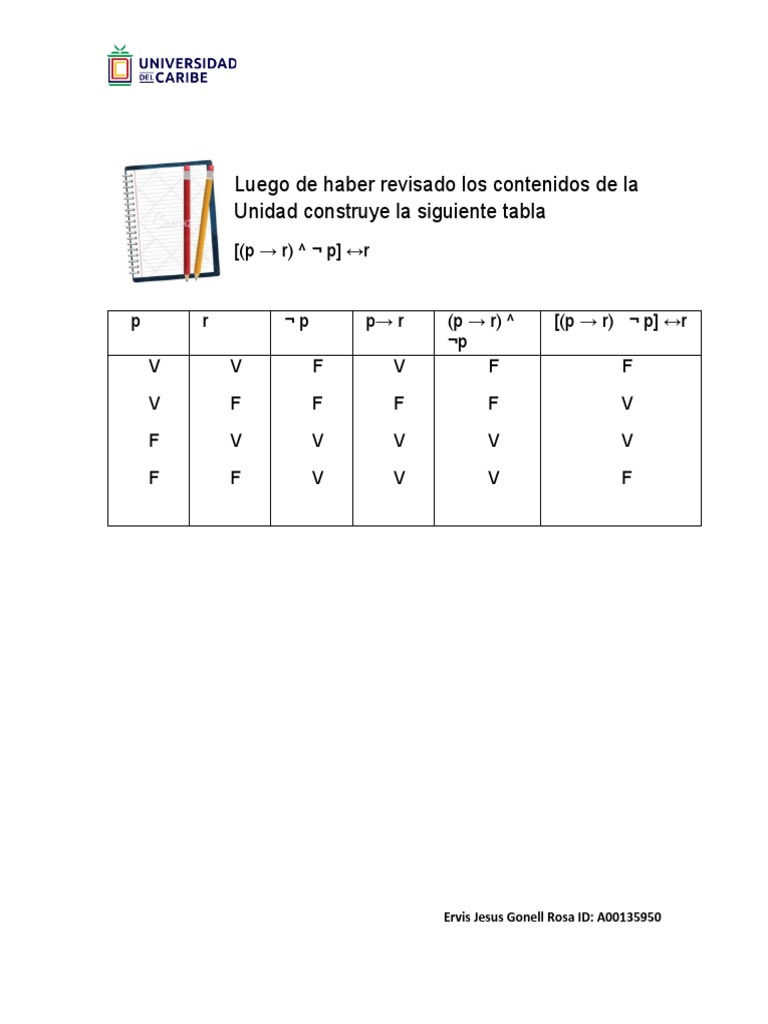 Gonell Ervis - Tabla de Verdad | PDF