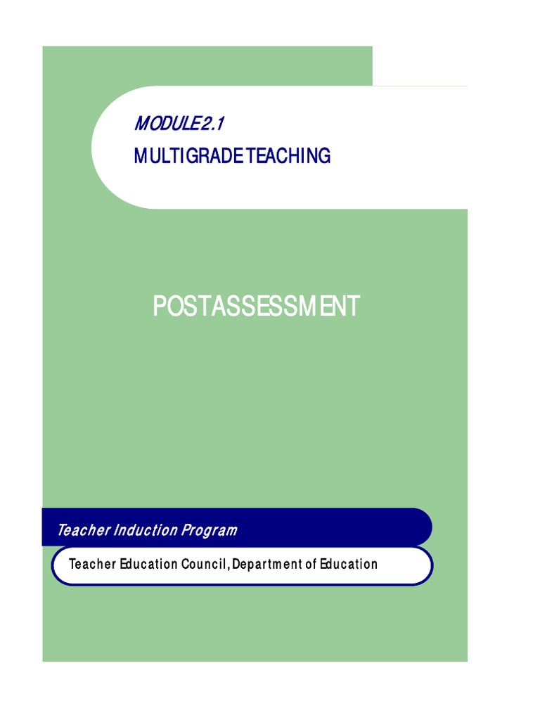 Module 2.1 Multigrade Post Assessment | PDF | Schools | Teachers