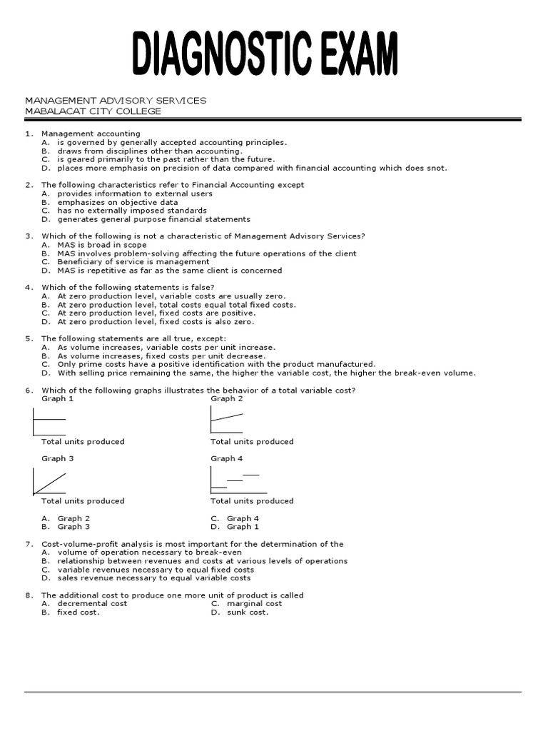MAS Diagnostic Exam | PDF | Cost Of Capital | Dividend