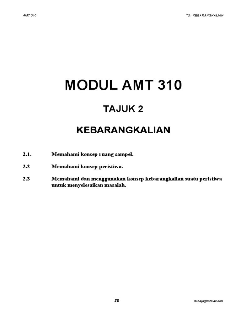 Amt 310 T2 Kebarangkalian | PDF