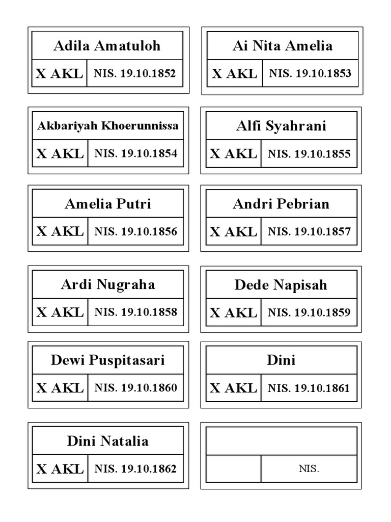 Format Label Nama Di Raport 2020 | PDF