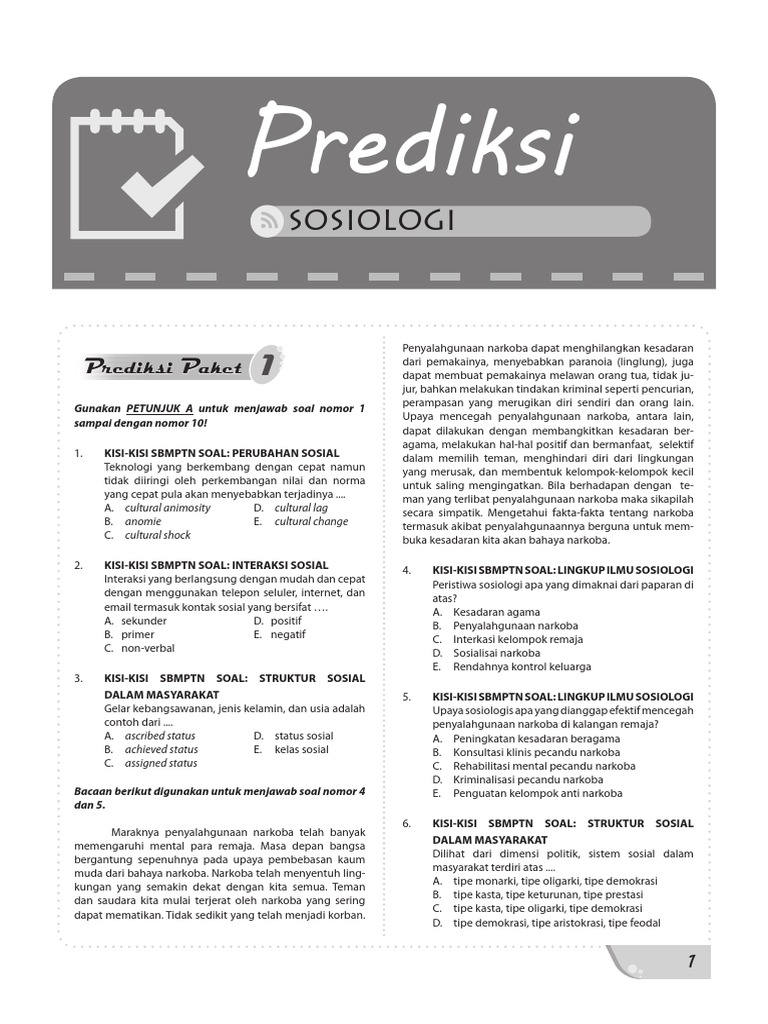 Latsol Sosiologi | PDF | Ilmu Sosial