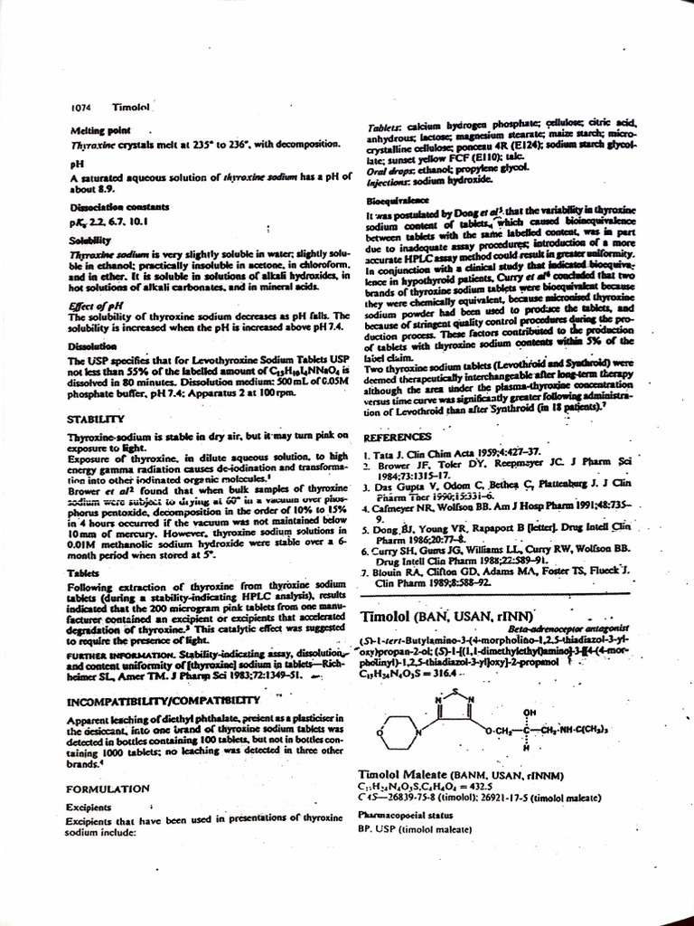 Timolol Codex | PDF | Chemistry | Chemical Compounds