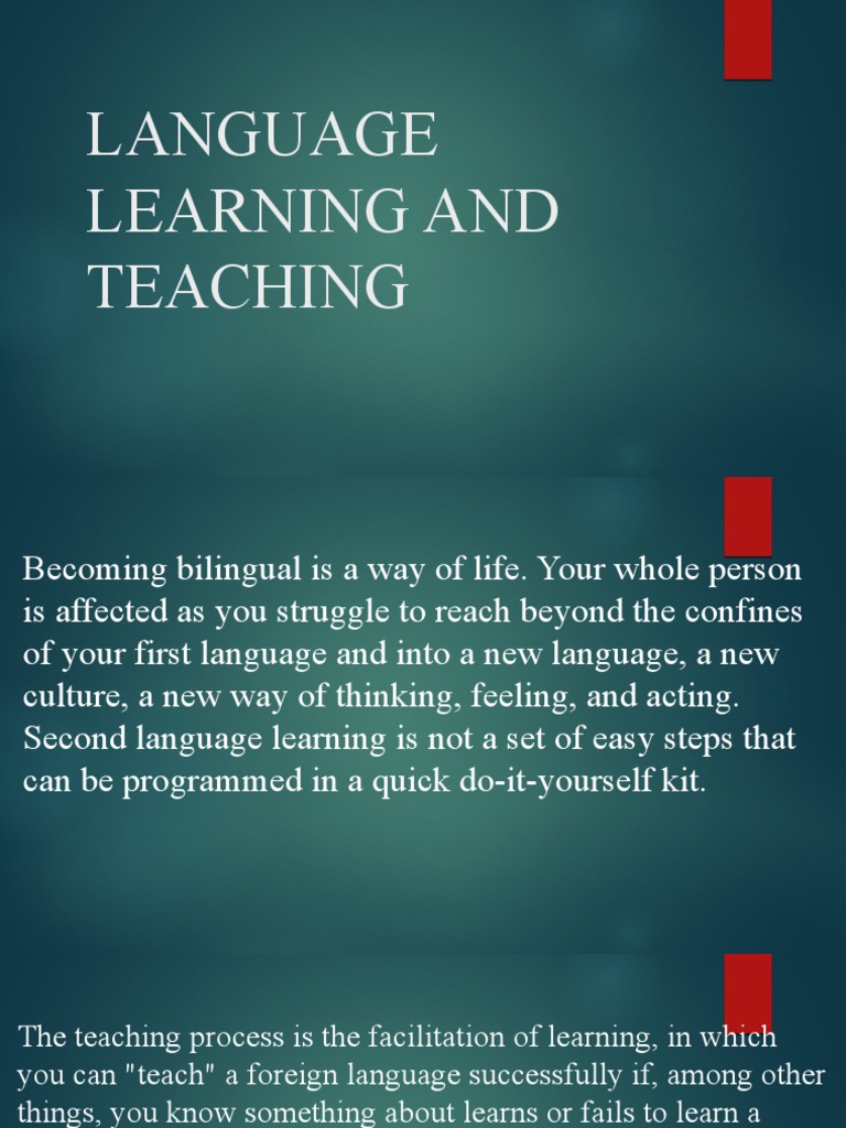 Intro To LANGUAGE LEARNING AND TEACHING | PDF | Second Language ...