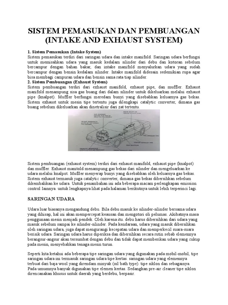 Sistem Pemasukan Dan Pembuangan Intake A | PDF