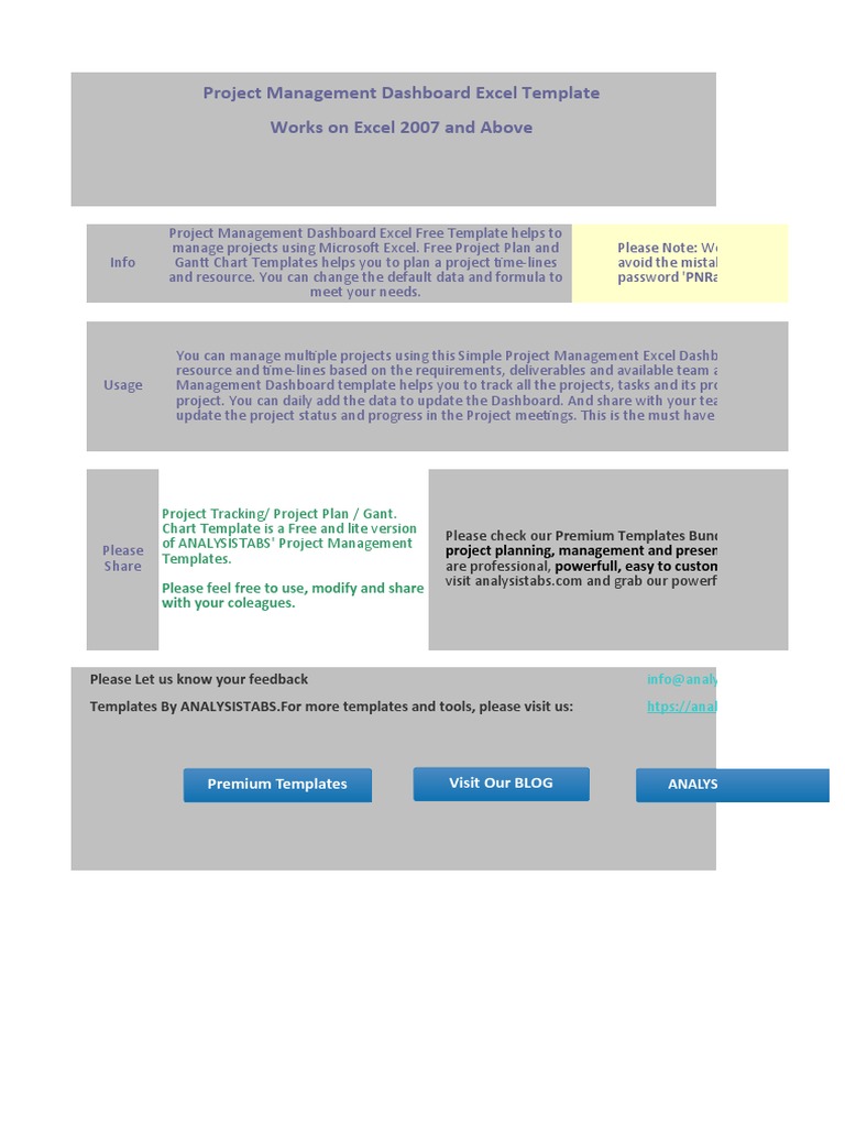 Project Management Dashboard Excel Template 2003 Xls Format | PDF ...