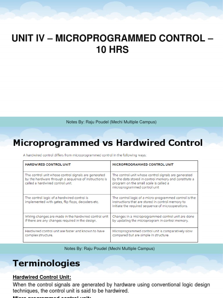 Unit 4 - Microprogrammed Control | PDF | Subroutine | Central Processing Unit
