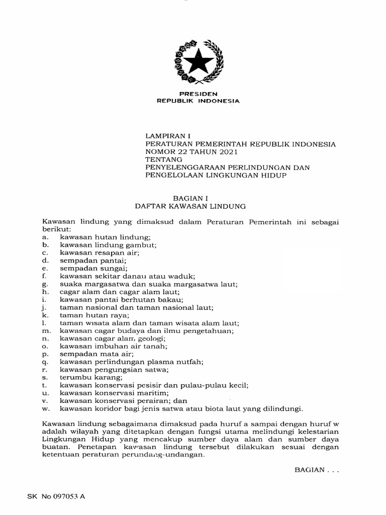 Lampiran I PP Nomor 22 Tahun 2021 | PDF
