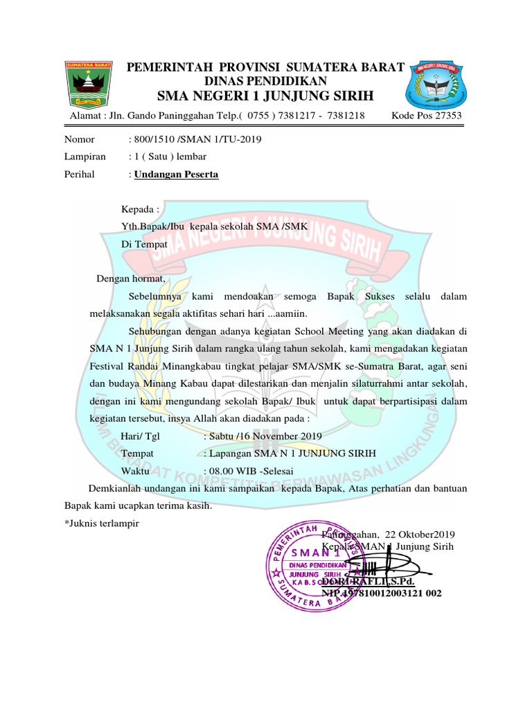 Undangan Juknis Dan Pamflet Festival Randai | PDF