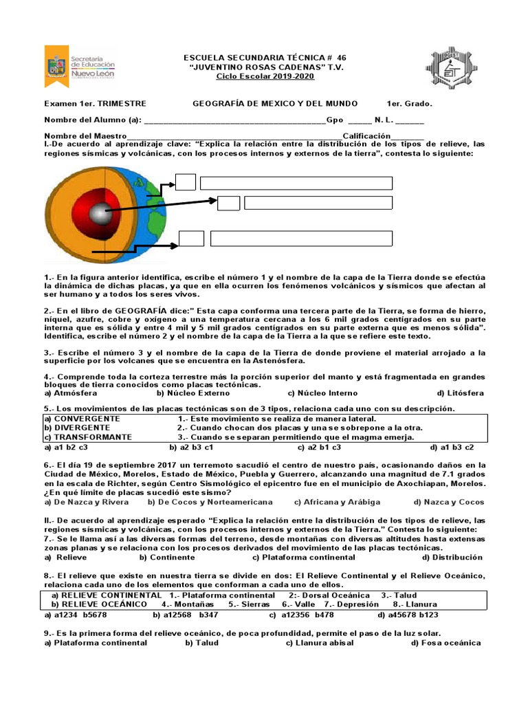 Examen de Geo Bloque II | PDF | Terreno | Tierra