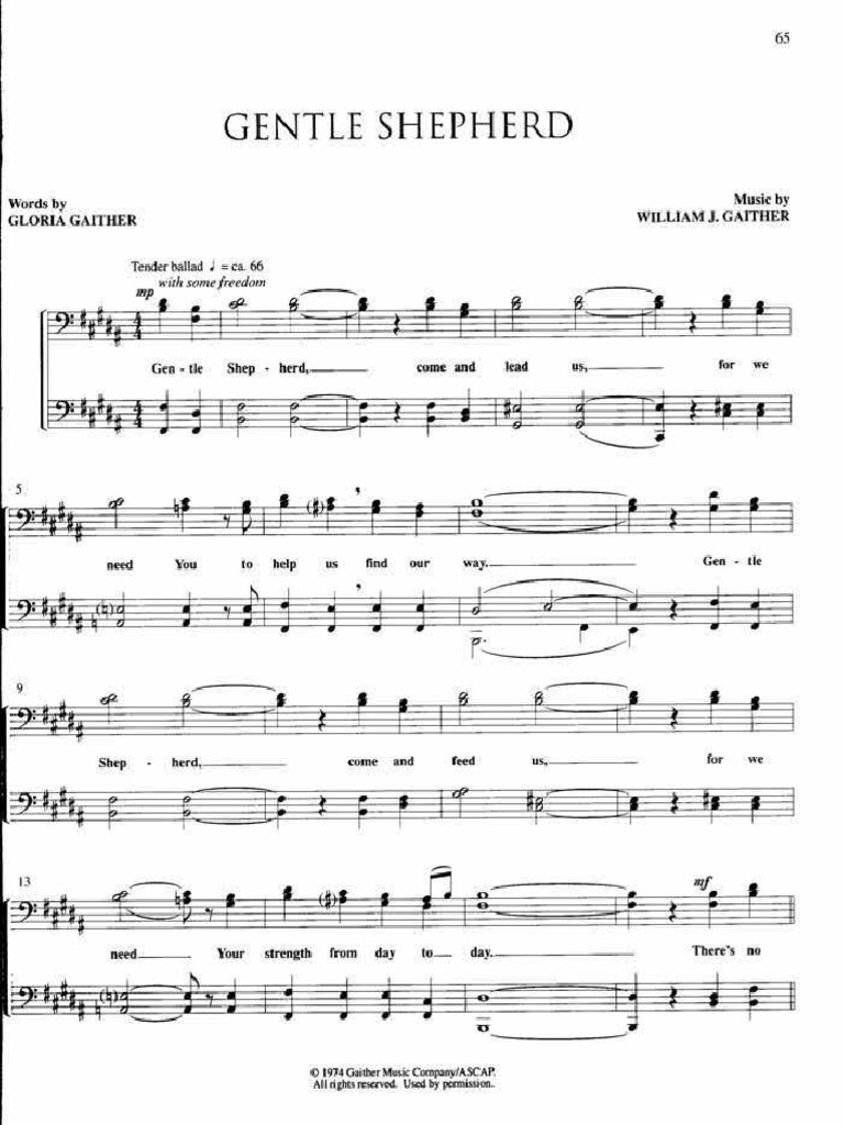 Gentle Shepherd - Gaither Vocal Band | PDF
