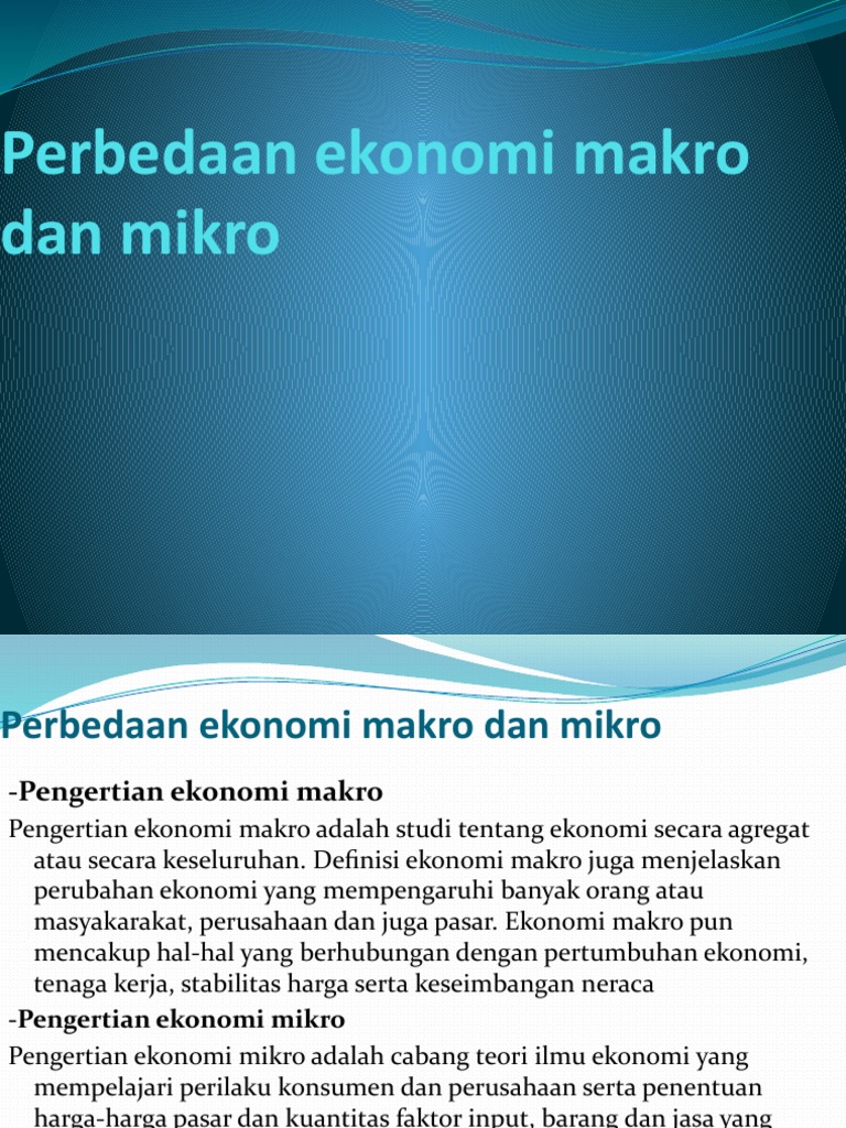 Perbedaan Ekonomi Makro Dan Mikro | PDF