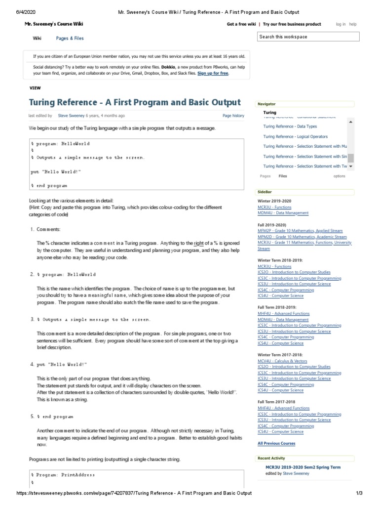 Display a simple "Hello World | PDF | Quotation Mark | String (Computer Science)