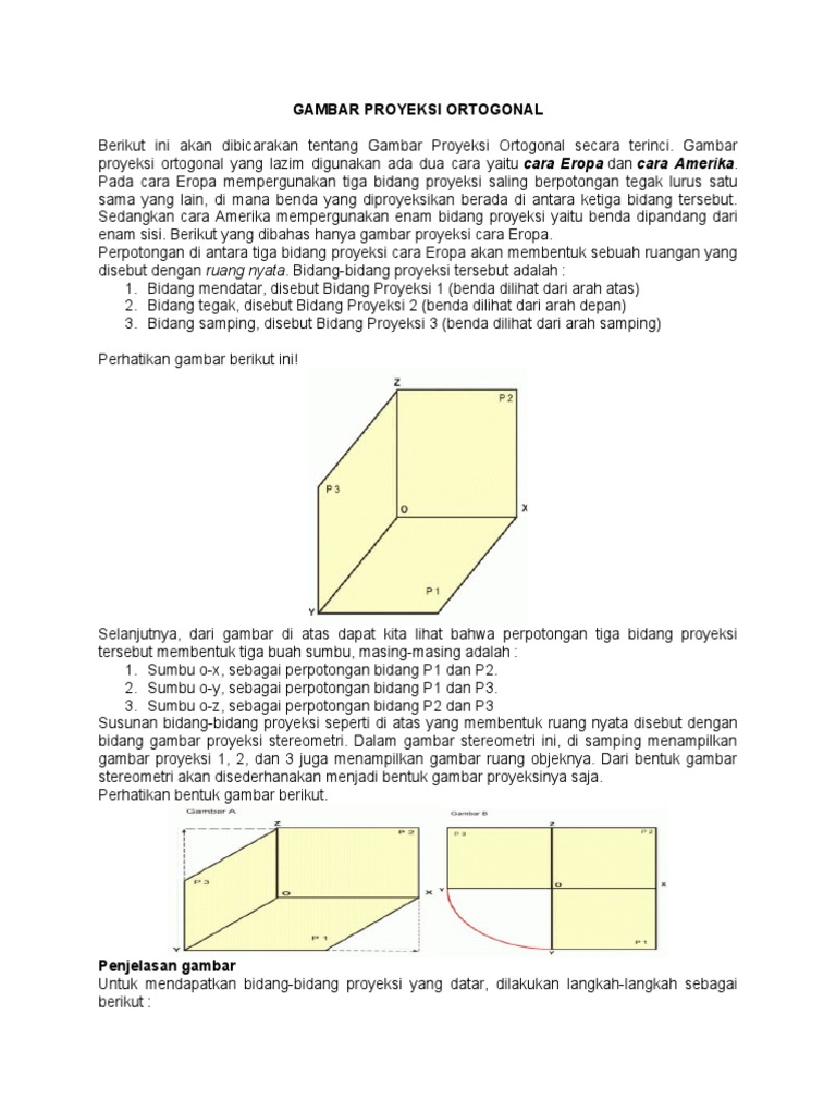 Proyeksi Ortogonal Cara Eropa | PDF | Metode & Bahan Ajar | Seni