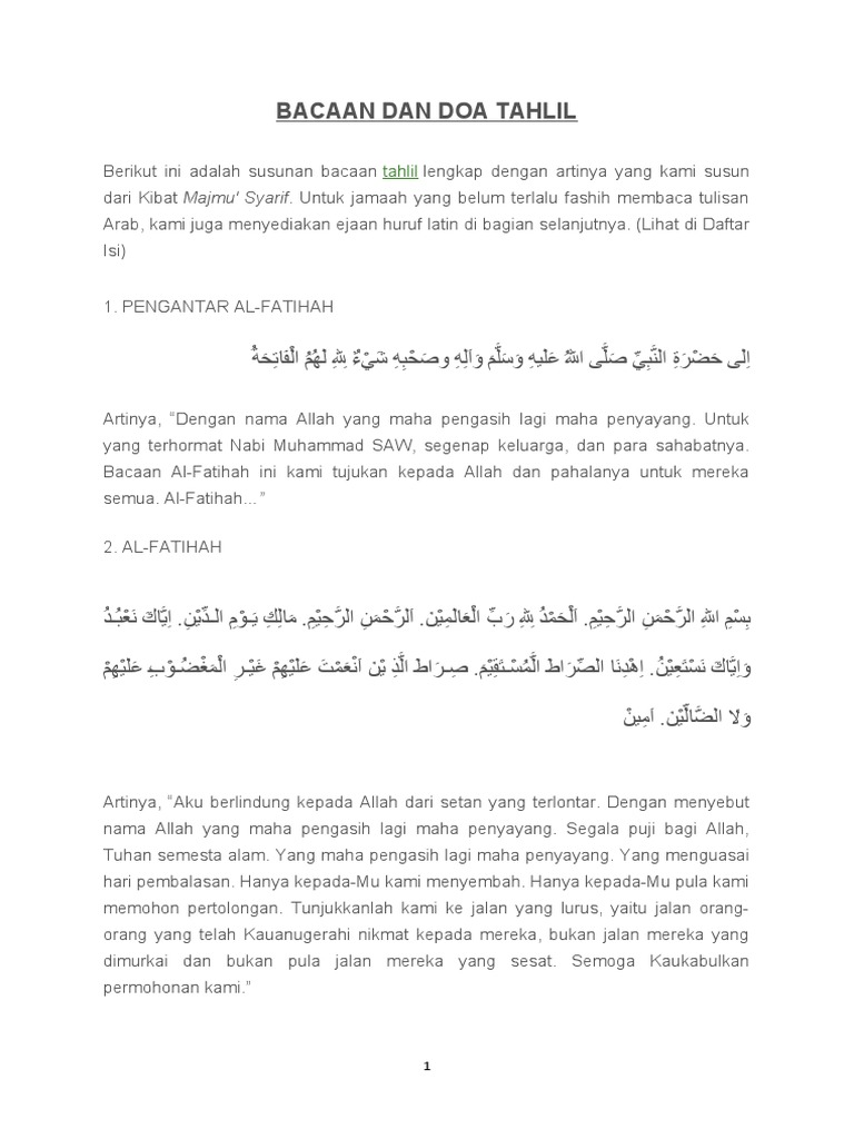 Bacaan Tahlil Lengkap dan Artinya | PDF