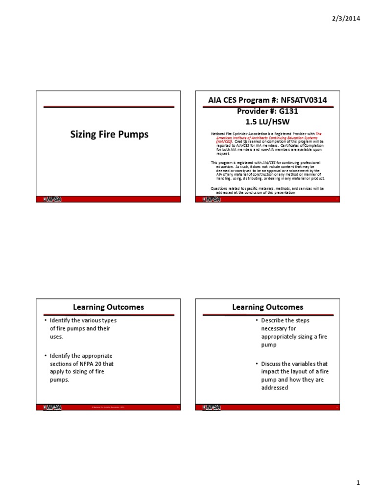 Fire Pump Sizing Seminar Handout | PDF | Fire Sprinkler System | Pump