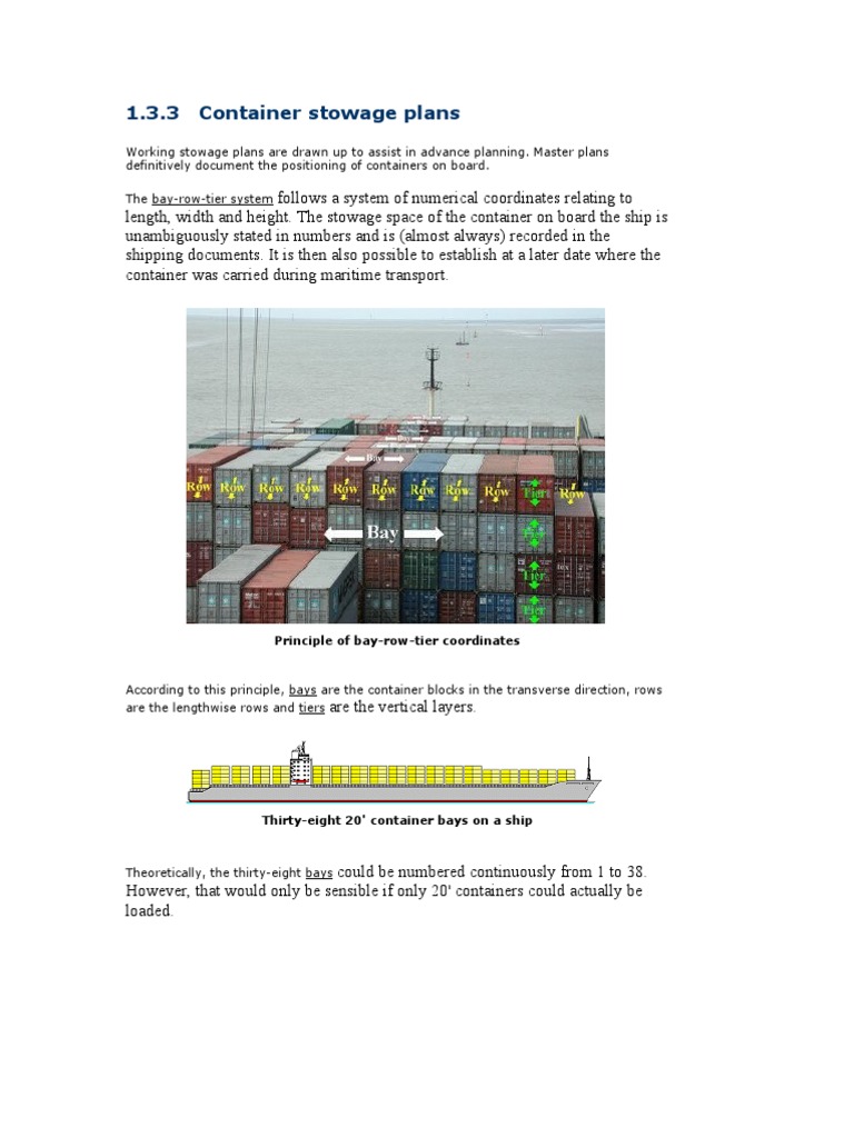 Container Stowage Plans | PDF | Deck (Ship) | Shipping